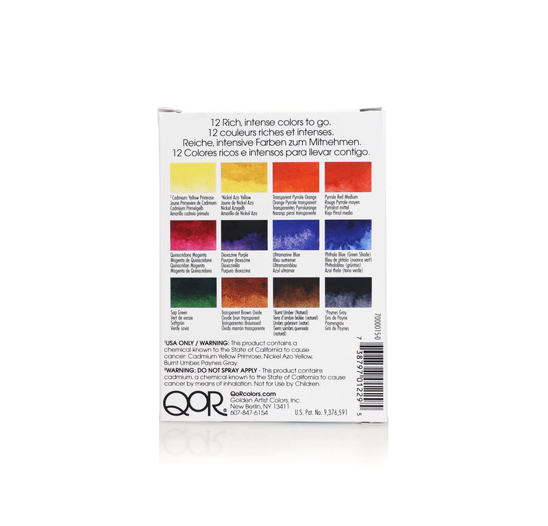 QoR Watercolour Mini Half Pan Set of 12